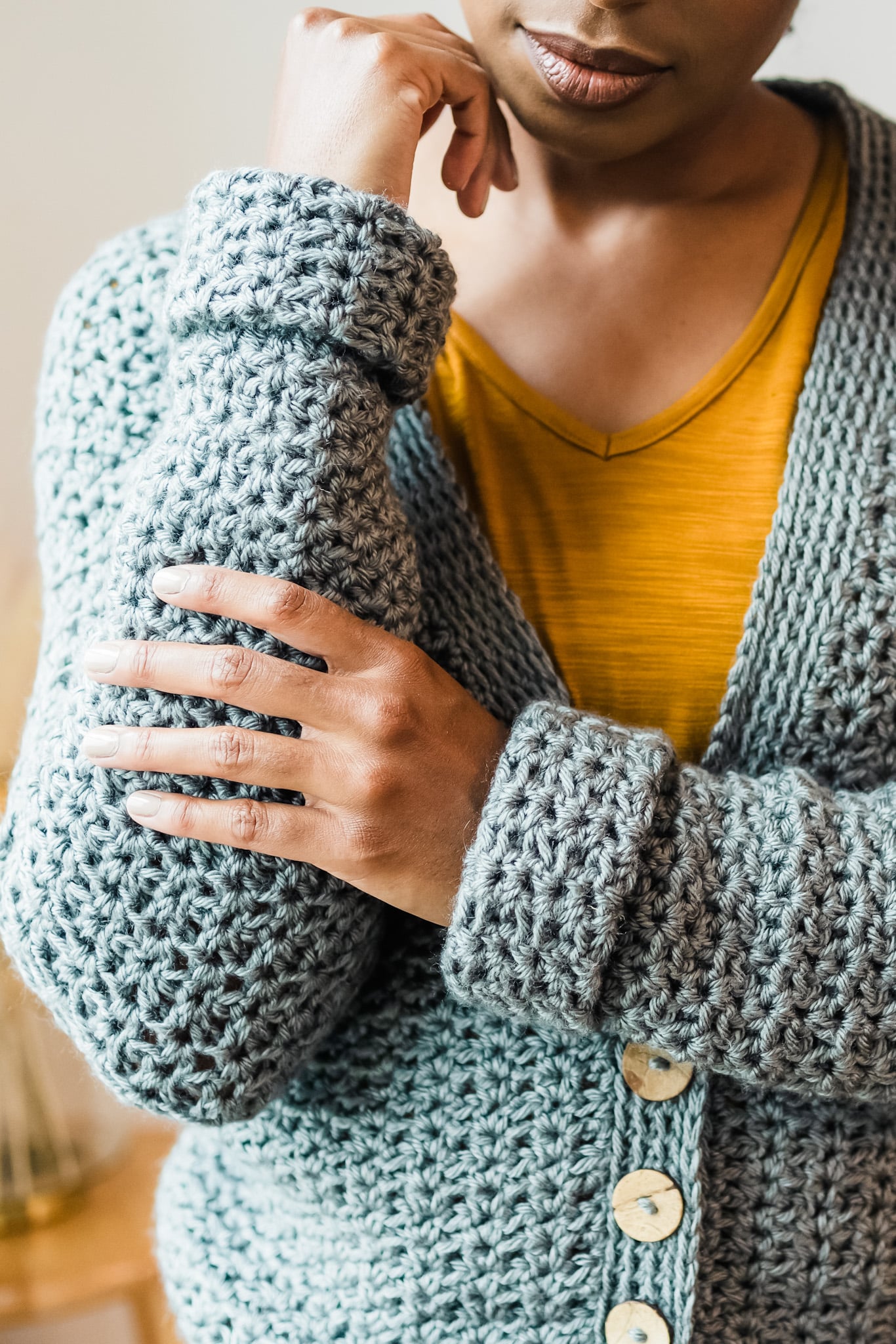 Toni Cuffed Cardi, cozy crochet cardigan with buttons [FREE PATTERN ...